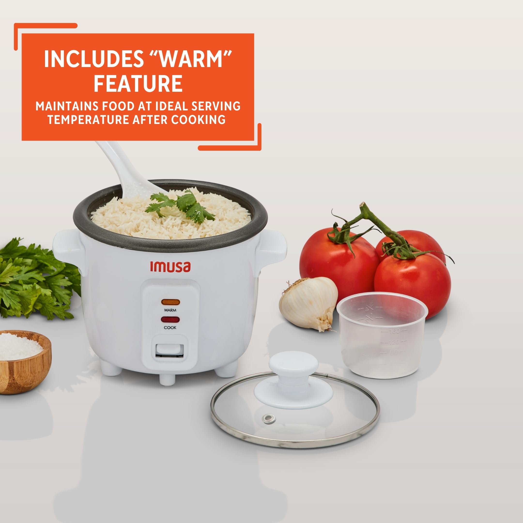 IMUSA 1.5cup Electric Ceramic Rice Cooker, White