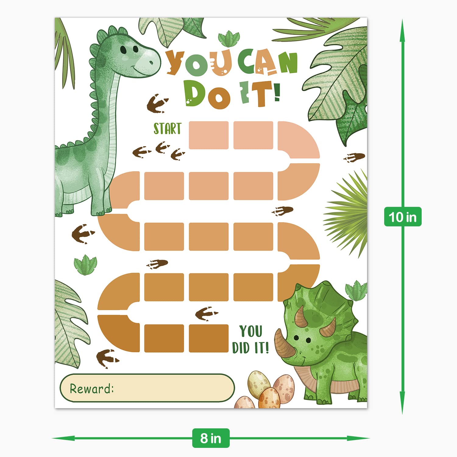 Dinosaur Magnetic Dry Erase Chore Chart for Kids, Good Behavior Chart for Kids at Home - Organizational Reward Planner - 8 x 10 inch Magnetic Reward Behavior Star Chore Chart