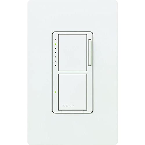 Lutron Maestro Dual Digital Dimmer and Switch, Only for Incandescent and Halogen Bulbs, 300-Watt Single Pole | MA-L3S25-WH | White