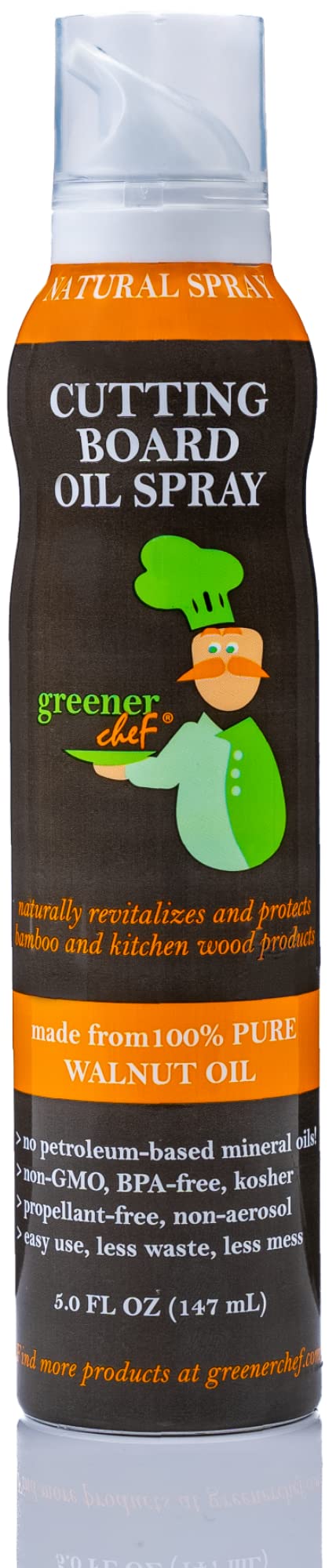 GREENER CHEF Premium Italian Food-Grade Wood Cutting Board Oil Spray & Butcher Block Oil Conditioner, 100% Walnut Oil for Bamboo Chopping Boards, Food Safe, Mineral Oil & Aerosol-free - Made In Italy