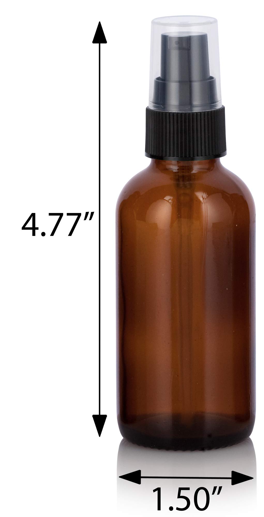 JUVITUS 2 oz Amber Glass Boston Round Black Treatment Pump Bottle (8 pack) + Funnel