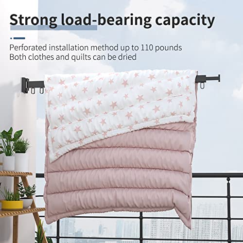 HotMax Clothes Drying Rack Wall Mounted, Retractable Collapsible Drying Racks for Laundry, Space Saving Dryer Rack, Balcony, Apartment Space Saver Organization(Tri-fold, Black)