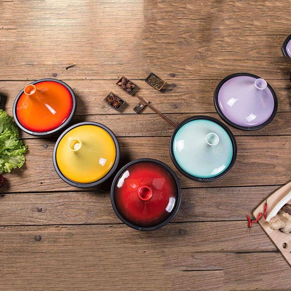 MYYINGBIN Tagine Enameled Cast Iron Pot with Ceramic Lid for Different Cooking Styles and Temperature Settings, Lead Free Slow Cooker, Red