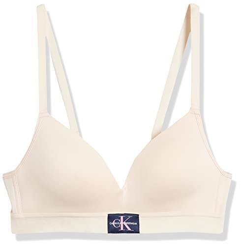 Calvin Klein Girls' Molded Monogram Bra with Adjustable Straps, Nude, 34A
