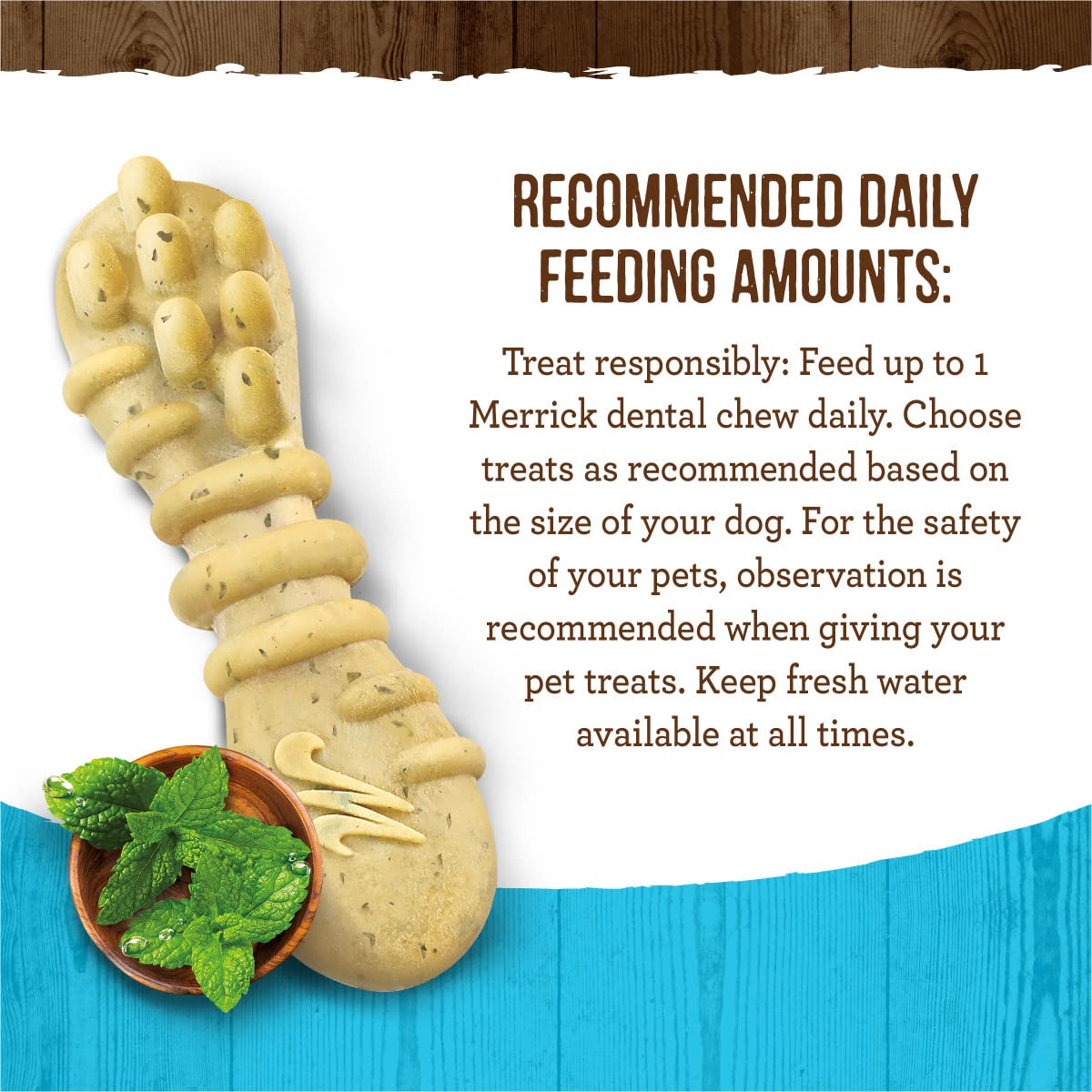 Merrick Fresh Kisses Natural Dental Chews Toothbrush Treat Shape Infused With Real Mint For Tiny Dogs 5-15 Lbs - 78 ct. Box