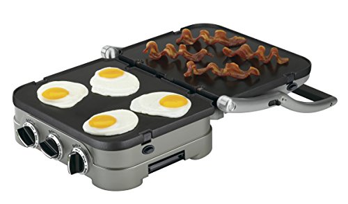 Cuisinart GR-4N 5-in-1 Griddler, Silver, Black Dials (Renewed)