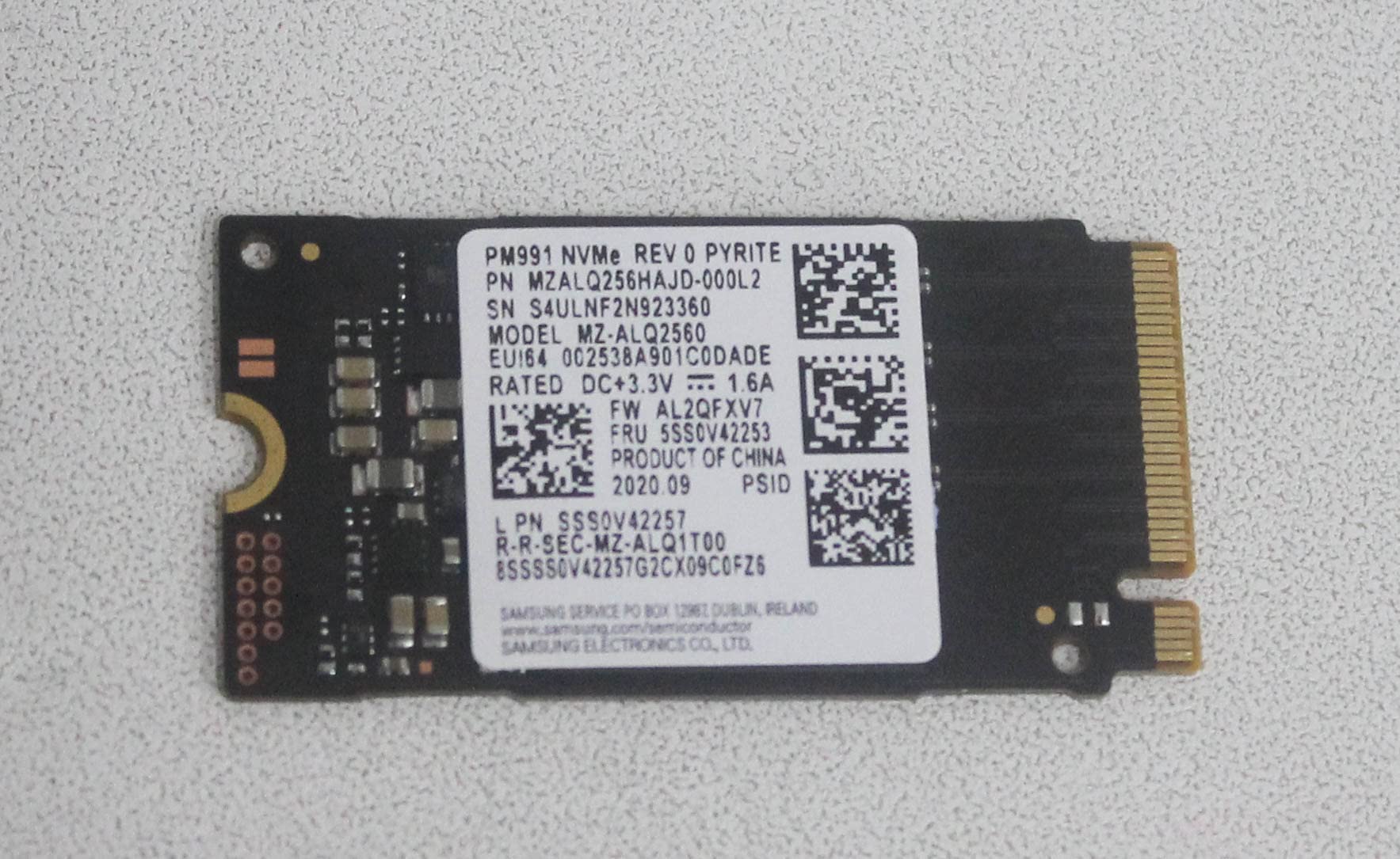 MZ-ALQ2560 SSD 256G M.2 Pcie 2242 Pm991 3-15Iml05 Type 81Wr Replacement Parts