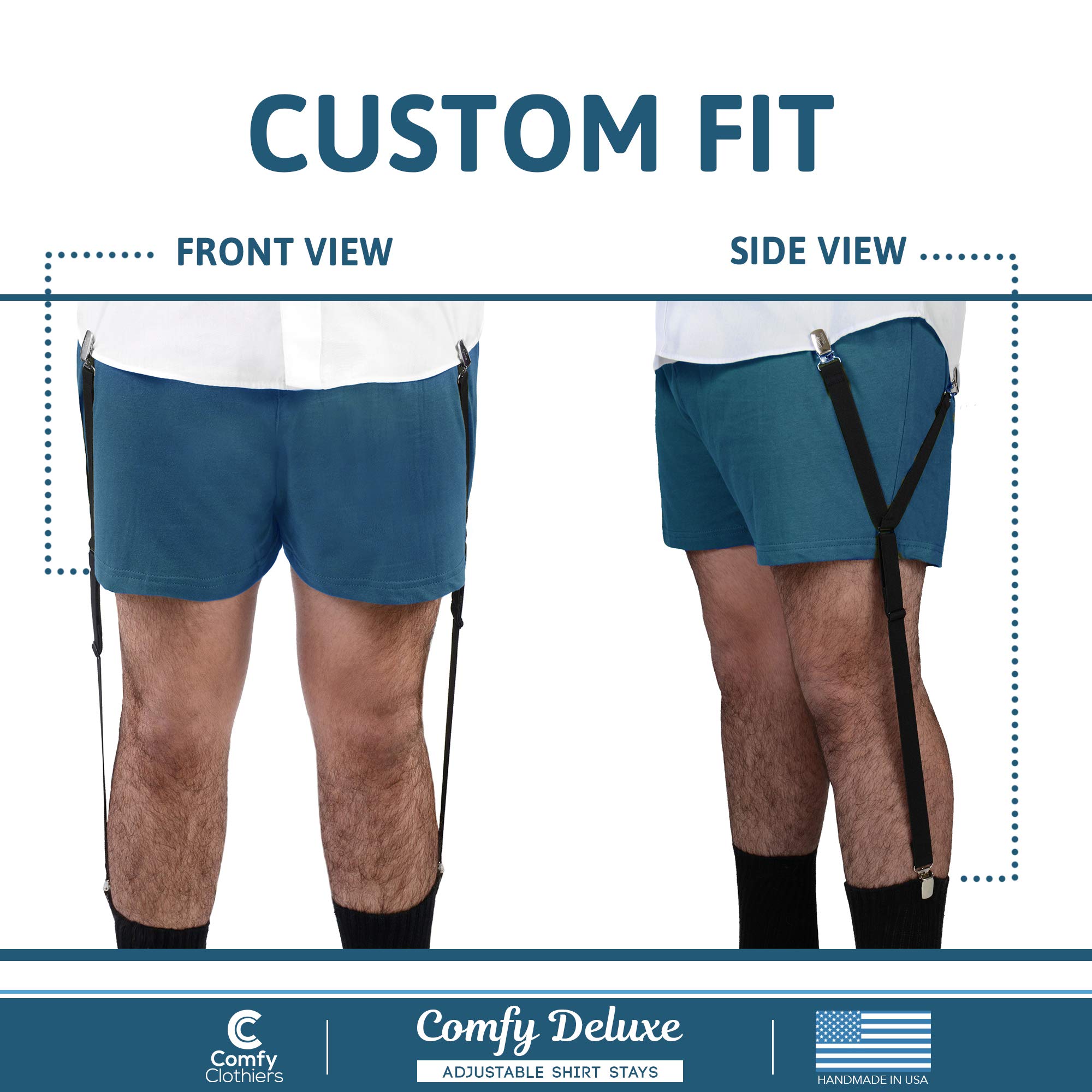Comfy Deluxe Shirt Stays for Men and Women - Y-Style Adjustable Shirt Garters to Keep Shirts Tucked In
