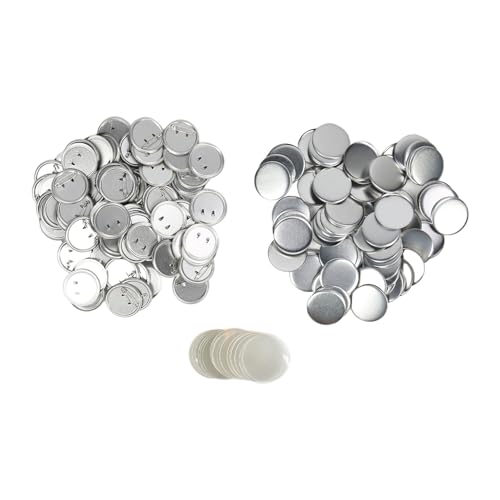 Button Badge Parts Set, Metal 100 Sets Rust Proof DIY Supplies Pin Back Button Parts for Button Making Machine (44MM)