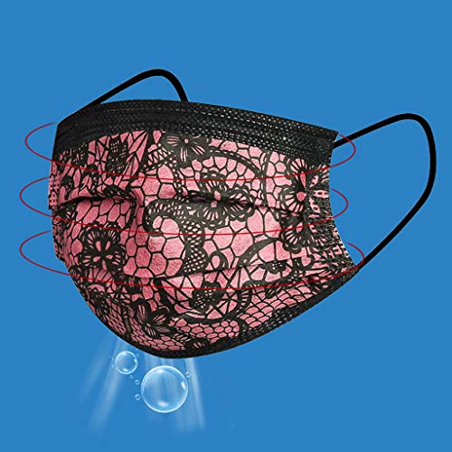 Lace Disposable Face_Mask,Cloth Covering,No Washable, Lightweight Breathable and Anti-Haze Dust Mouth Guards Balaclava for Kids/Adults