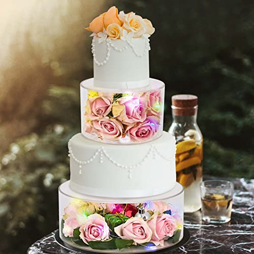 TIRYIUOU Acrylic Fillable Cake Stand 2Pcs Round Cake Riser Tier Clear Decorative Centerpiece Cake Display Boxes for Wedding Party Birthday (One 10" Dx 4" H, One 6" Dx 4" H )