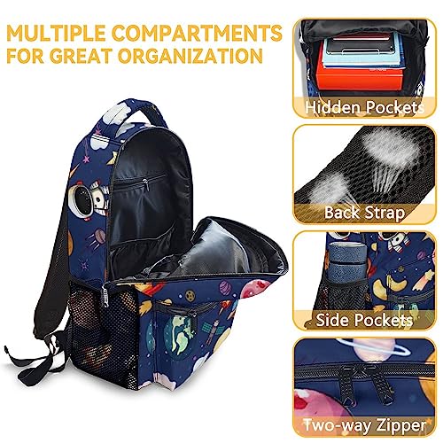 KAXVZER Space Backpack for Girls - 16 Inch Blue Backpacks for School - Cute Lightweight Bookbag for Boys
