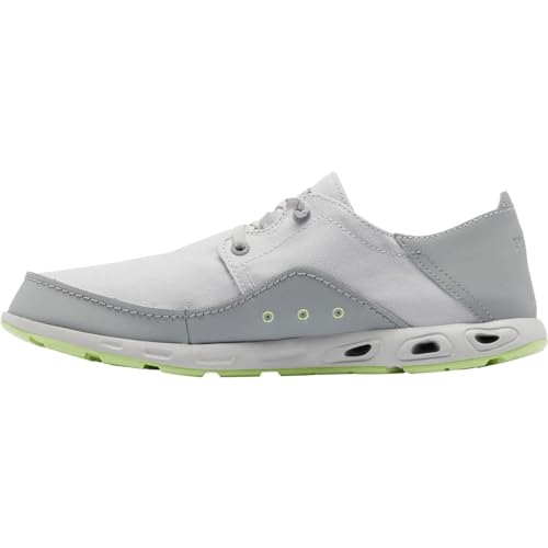 Columbia Men's PFG Bahama Vent Relaxed Boat Shoe, Grey Ice/Jade Lime, 11