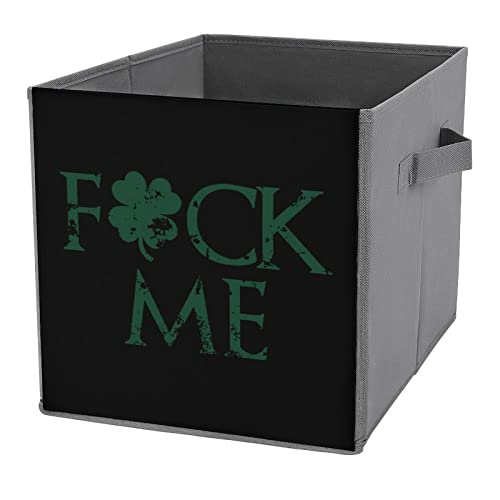 Fuck Me Clover Collapsible Storage Bins Cubes Organizer Trendy Fabric Storage Boxes Inserts Cube Drawers 11 Inch
