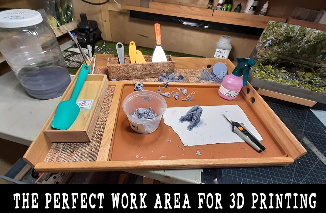 Hobby Tray, Model Building Work Area, 18x24 Modeling Work Station, Resin Printing, Crafting Tray and Portable Work Area (Natural Wood)