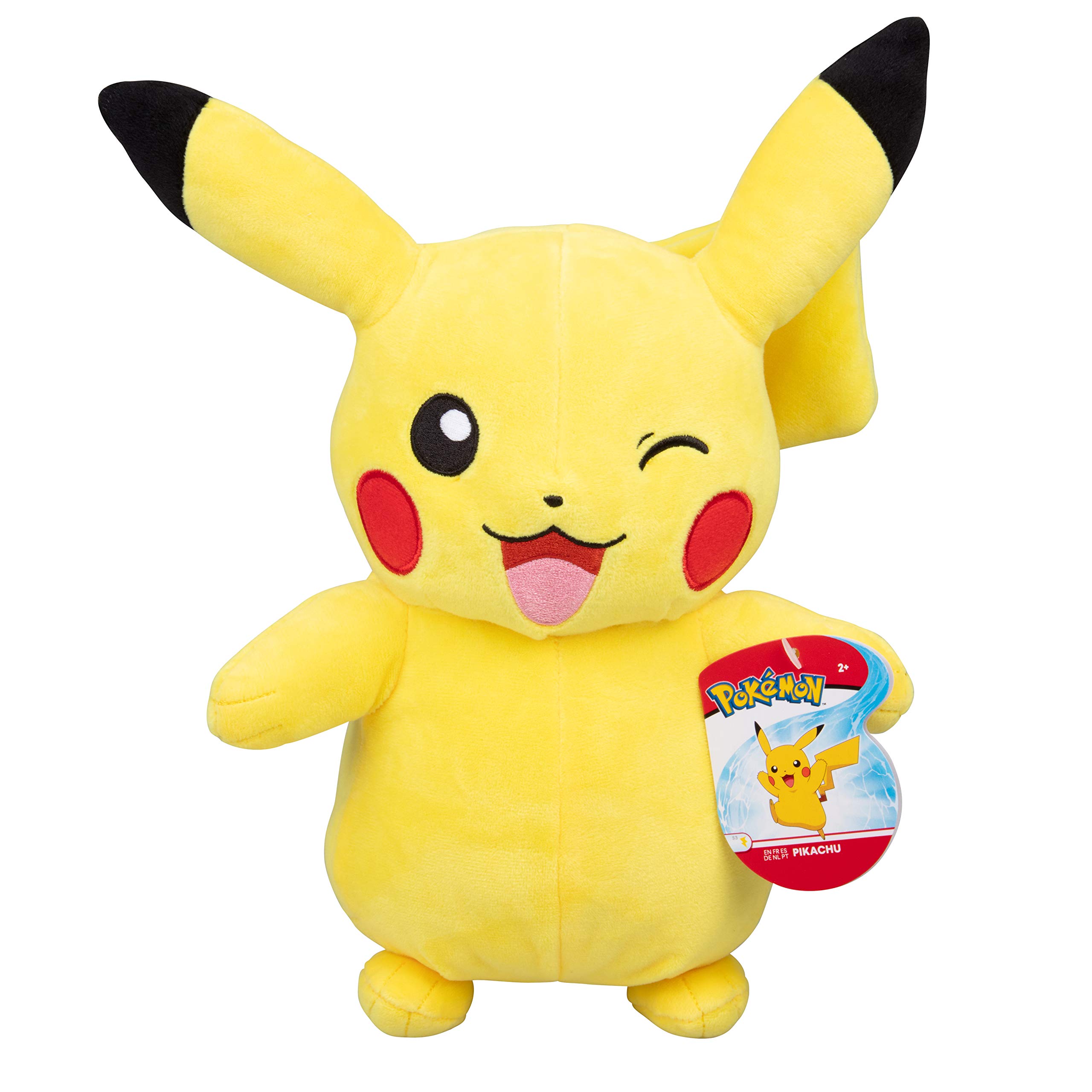 Pokemon 12" Large Winking Pikachu Plush - Officially Licensed - Generation 1 Figure - Authentic Soft Stuffed Animal Toy - Valentine's Day & Easter Basket Stuffer Gift for Kids, Boys, Girls - 2+