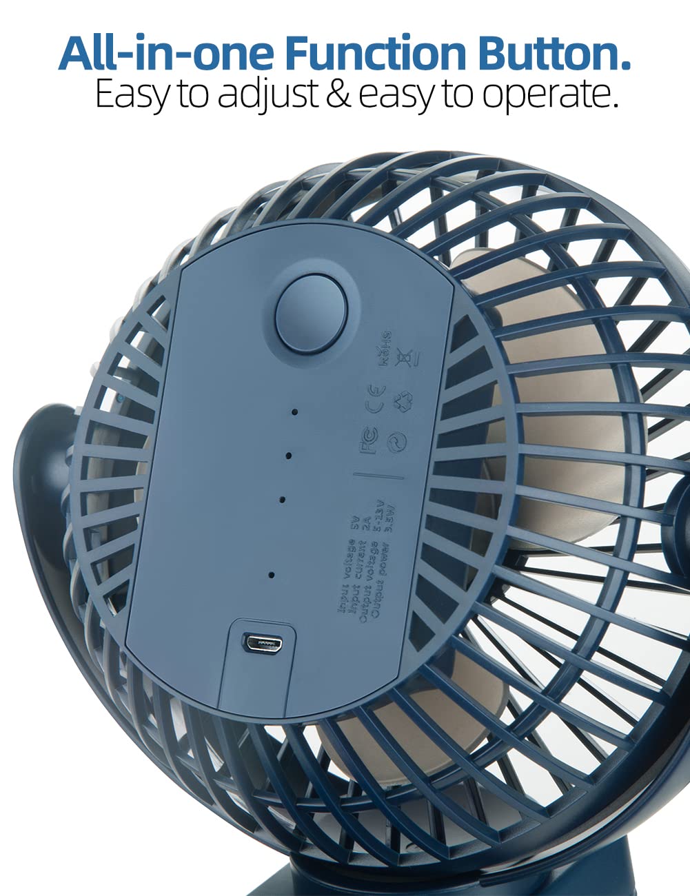 Viniper 6 inch Rechargeable Clip on Fan, 5000mah Battery Desk Fan : 360° Rotation & 3 Speeds Strong Wind Portable Fan, 8-30 Working Hours, Quiet and Powerful (Blue)