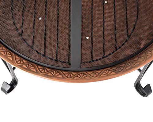 Fire Sense 62665 Fire Pit Palermo Copper with Steel Stand Wood Burning Lightweight Portable Outdoor Firepit Included Mesh Spark Screen Steel Grate Screen Lift Tool & Vinyl Weather Cover - 26.5"