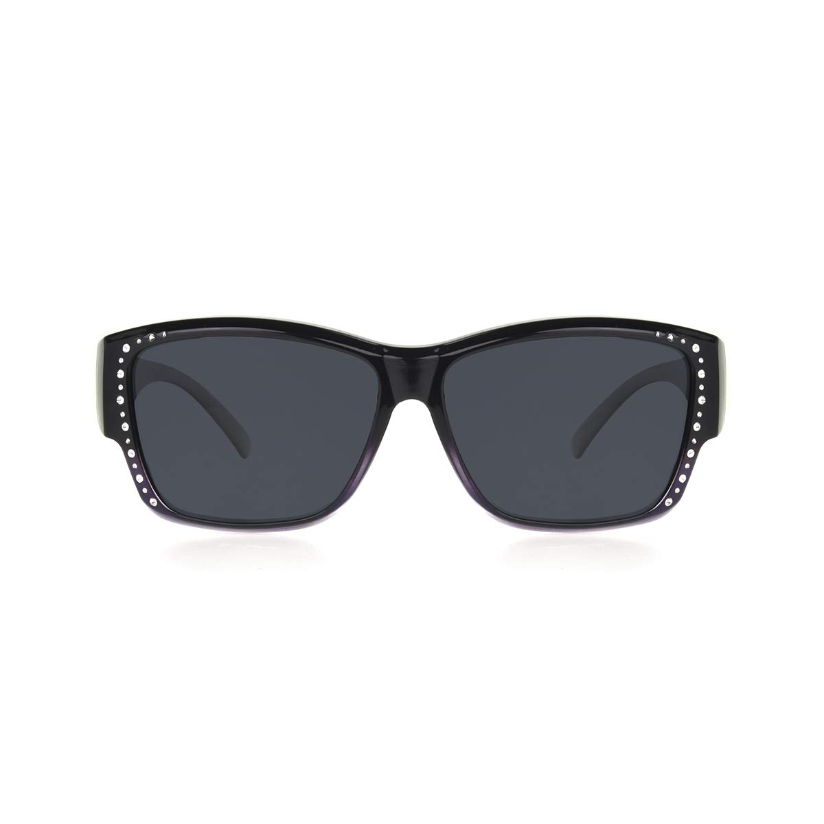 Dioptics Solar Shield-Lucy Polarized Square Fits Over Sunglasses, Purple, Medium