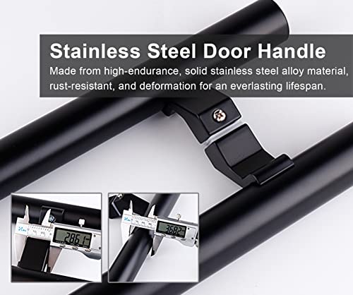 SUCHETA 24/32/47 Inch Heavy Duty Door Handle,Sliding Barn Door Matte Black Stainless Steel Pipe Handle Set,for Interior and Exterior Door (Size: 80cm (32"))