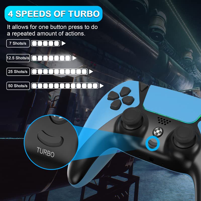 Ymir Gamepad for PS4 Controller, Elite Wireless Remote for Playstation 4 Controller Compatible with PS4/Slim/Pro/Steam/PC , with Upgraded Programming Function/Turbo/Motion Sensor/Dual Vibration( Blue)