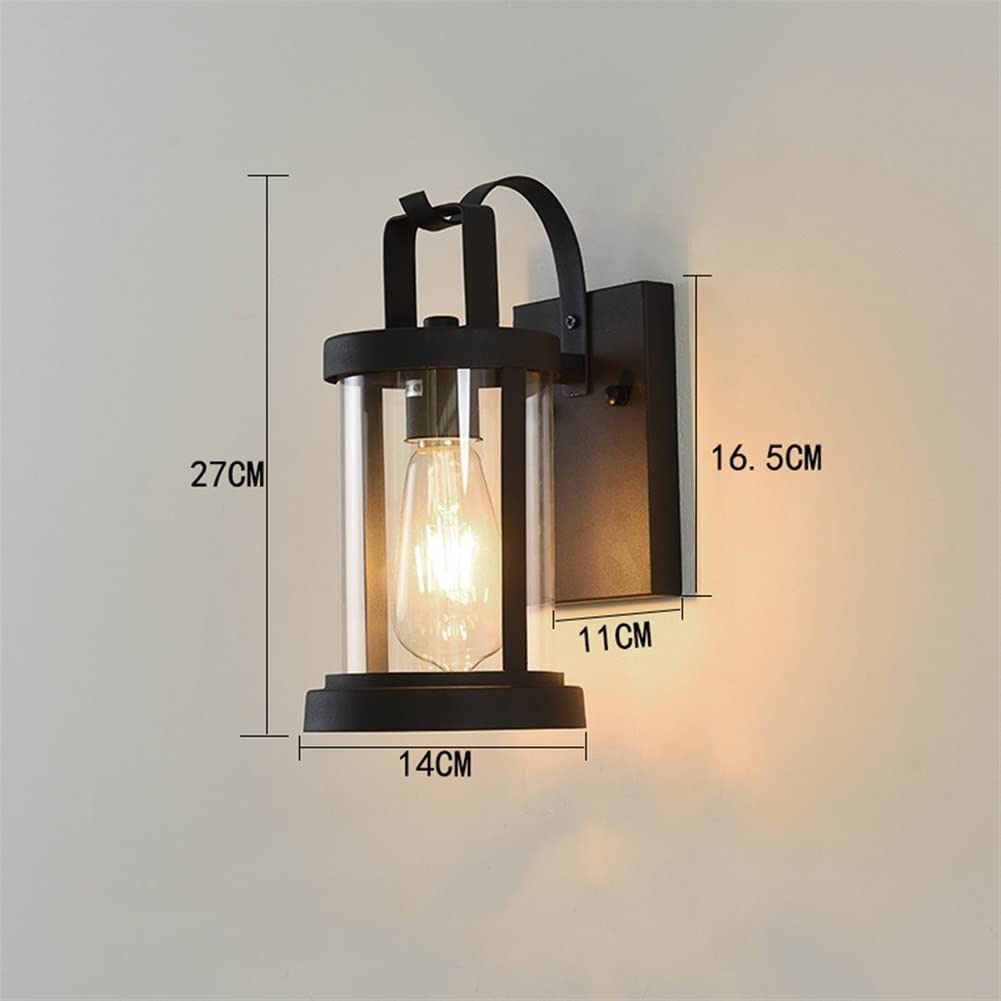 Zziyj Outdoor Waterproof Wall Sconce Exterior Wall Mount Rustic Farmhouse Wall Lanterns Black Porch Light with Clear Glass Shade for Home Patio Garden Garage Lighting