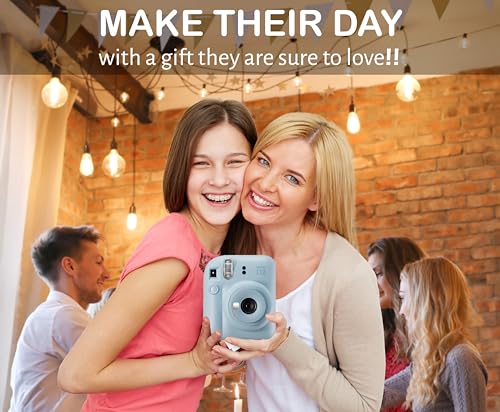 Fujifilm Instax Mini 12 Instant Film Camera (Pastel Blue), Fuji Instax Film Value Pack 30 Sheets, Protective Case, Instax Gift Bundle