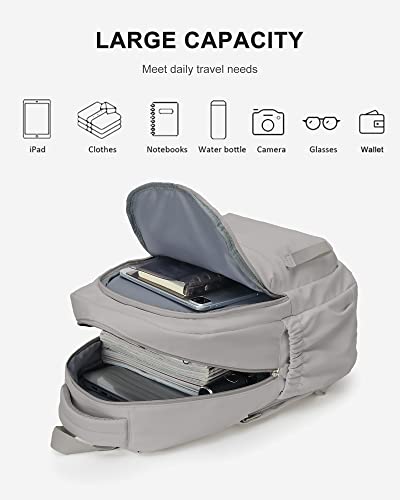 Small Backpack For School Girls Boys Aesthetic Lightweight Travel Daypack Simple Cute Backpack For Women Men Waterproof College High School Bookbag Fit 14 Inch Laptop With USB charging port,Rrey Brown