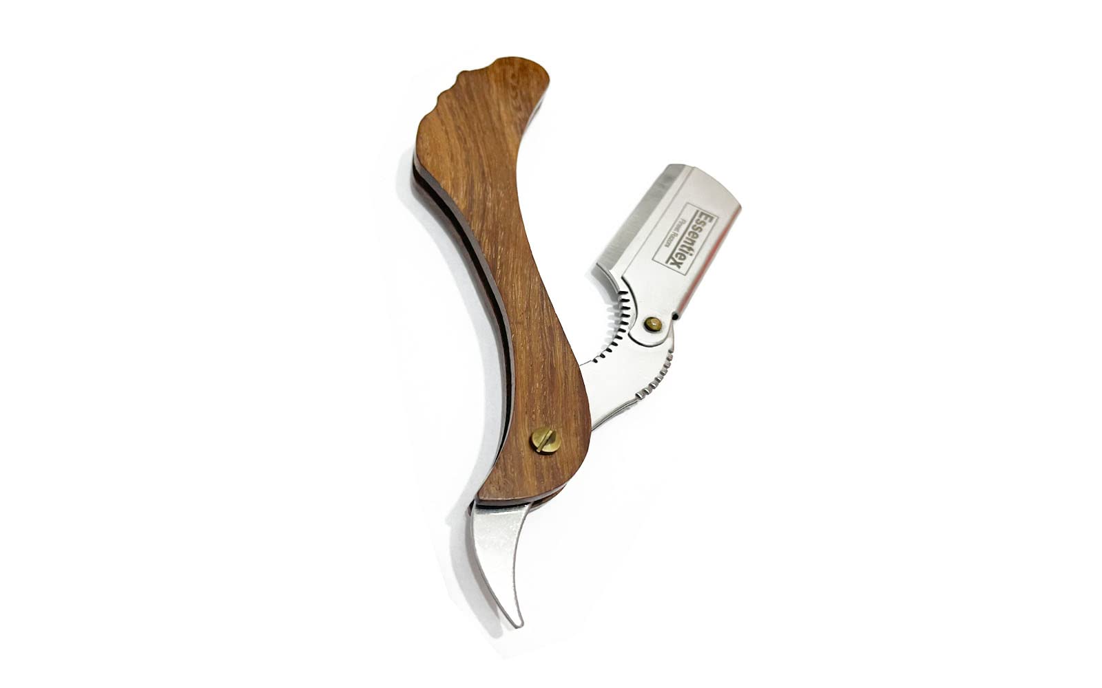 EssentieX Barber Stright Edge Razor For Men Stainless Steel Wood Handle With 25 Half Blades