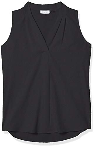 Calvin Klein Sleeveless Blouse – Business Casual Tops for Women (Standard and Plus), BLACK, Small