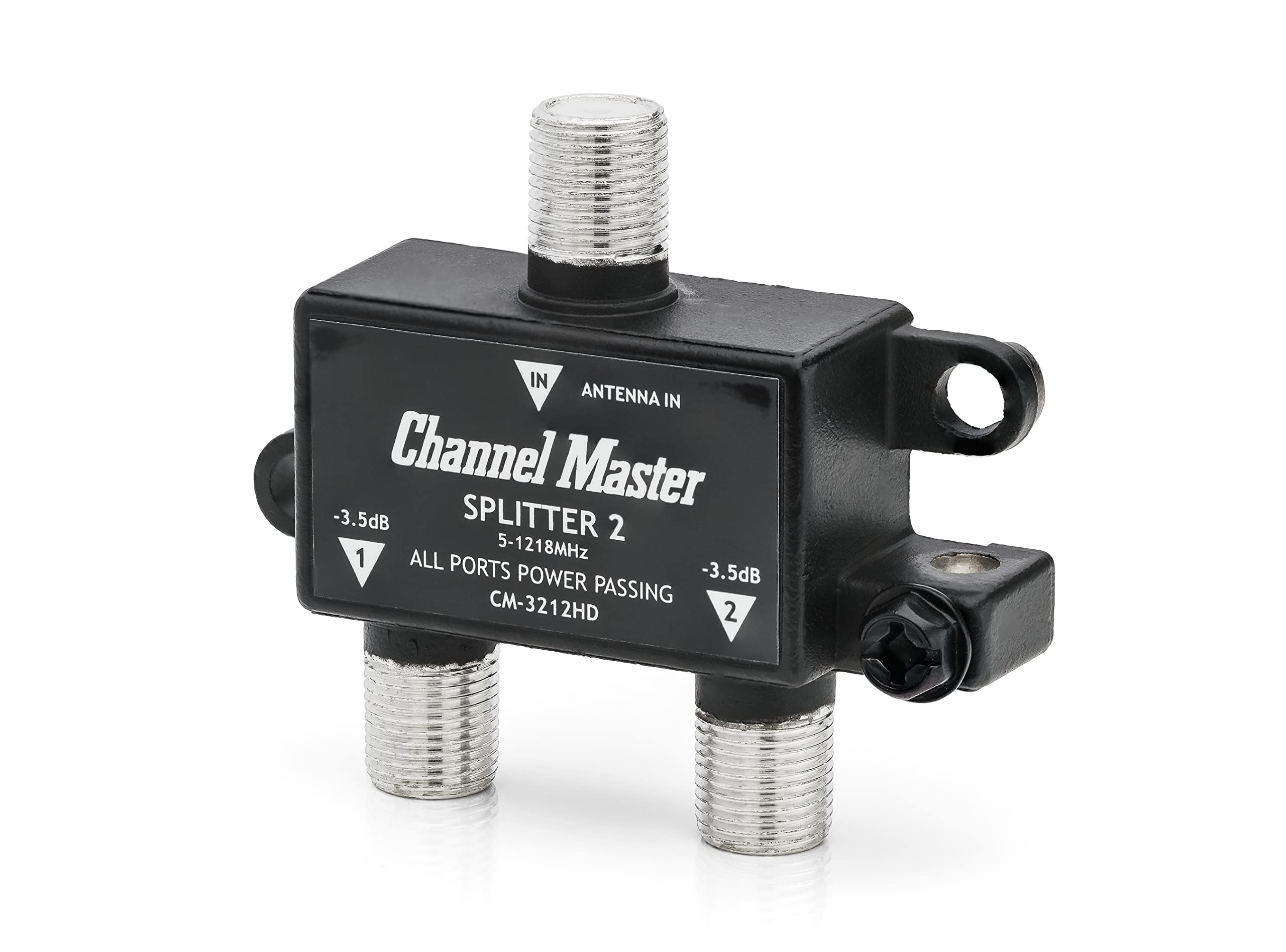 Channel Master Splitter 2, 2-Way Splitter with Power Passing Capability for TV Antenna and Cable Signals