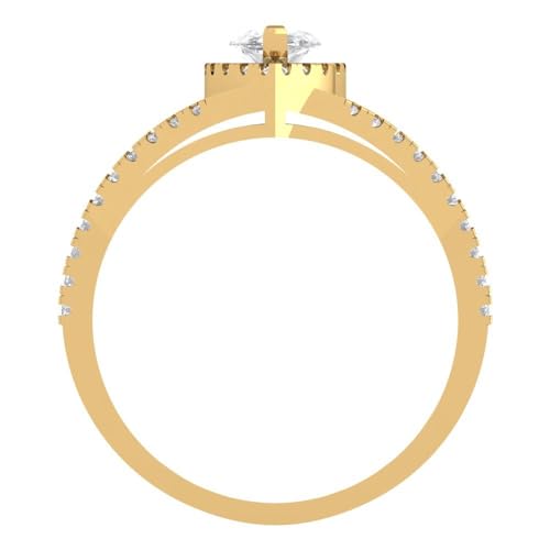 Clara Pucci 1.20ct Marquise Cut Solitaire W/Accent Halo Genuine Moissanite Wedding Promise Anniversary Bridal Ring 18K Yellow Gold 9.5