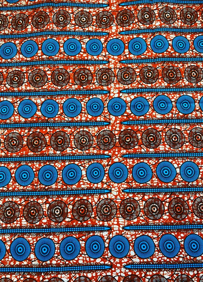 Circle/Disc African Wrapper Wax Print Fabrics-Red-Orange, Light-Blue, White, Black - Sell by 6 Yards-100% Cotton- for Dresses