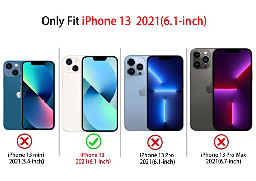 NITITOP Compatible for iPhone 13 Case Clear with Card Holder, Cute Heart Pattern Love Design for Women Girl, Protective Soft TPU Shock-Absorbing Wallet Case for iPhone 13-Pink Heart