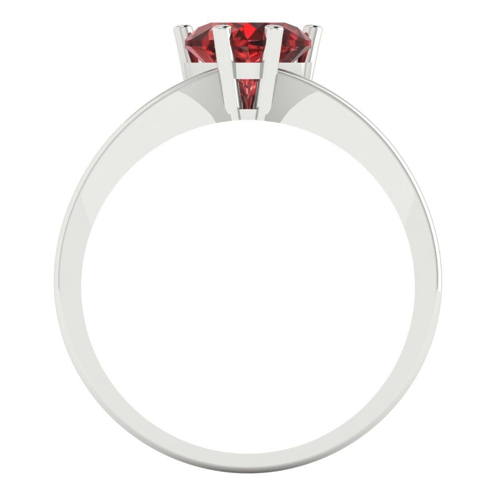 Clara Pucci 1.45ct Heart Cut Solitaire split shank Natural Scarlet Red Garnet 4-Prong Classic Statement Ring 14k White Gold for Women