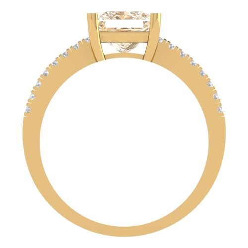 Clara Pucci 1.66 ct Princess Cut Solitaire Natural Brown Morganite Engagement Promise Anniversary Bridal Ring 18K Yellow Gold 7.75