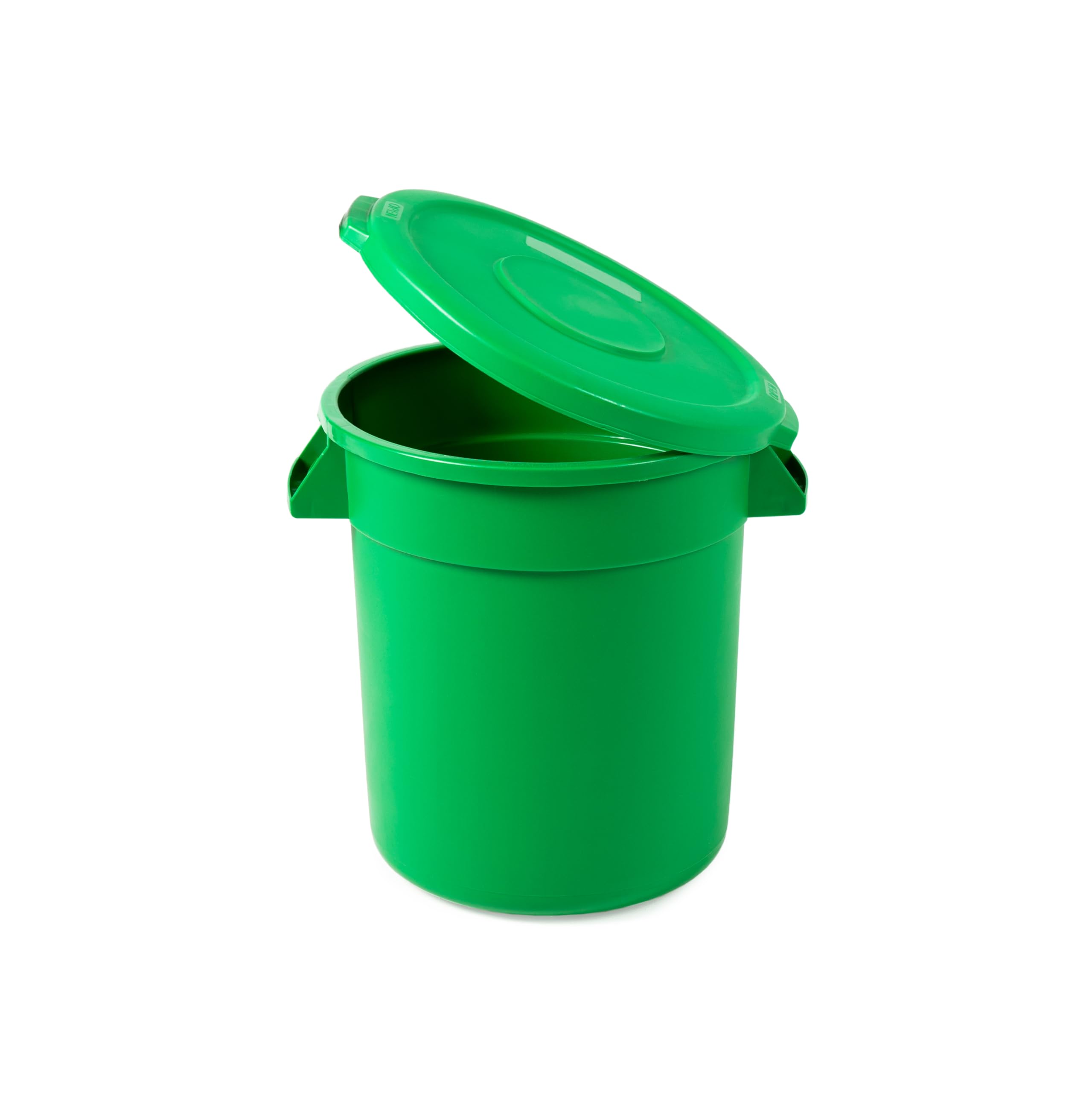PRO&Family 10 Gallon Trash Can with Lid Round Ingredient Storage Containers Recycling Bin Kitchen Garbage Can Office Garbage Can Trash Barrel Plastic Barrel Yard Waste Bin Outdoor Trashcan (1, Green)