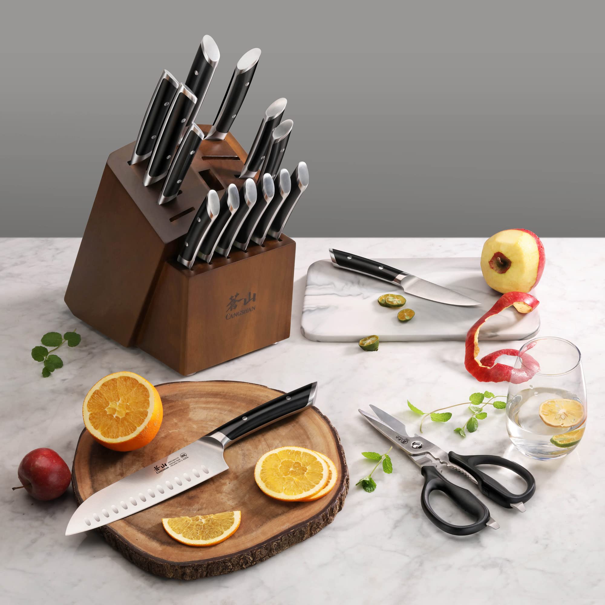 Cangshan Z Series 1024180 German Steel Forged 17-Piece Knife Block Set, Walnut