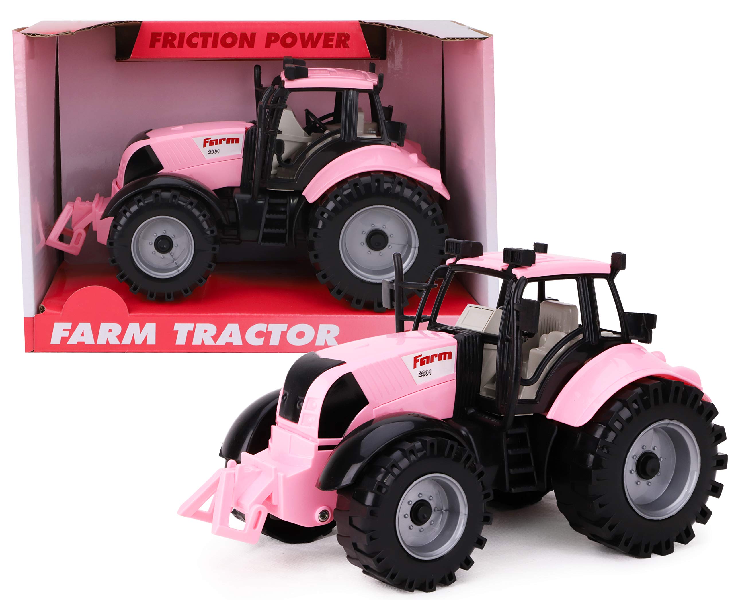 Toyland® Friction Powered Farm Tractor with Opening Bonnet (Pink)