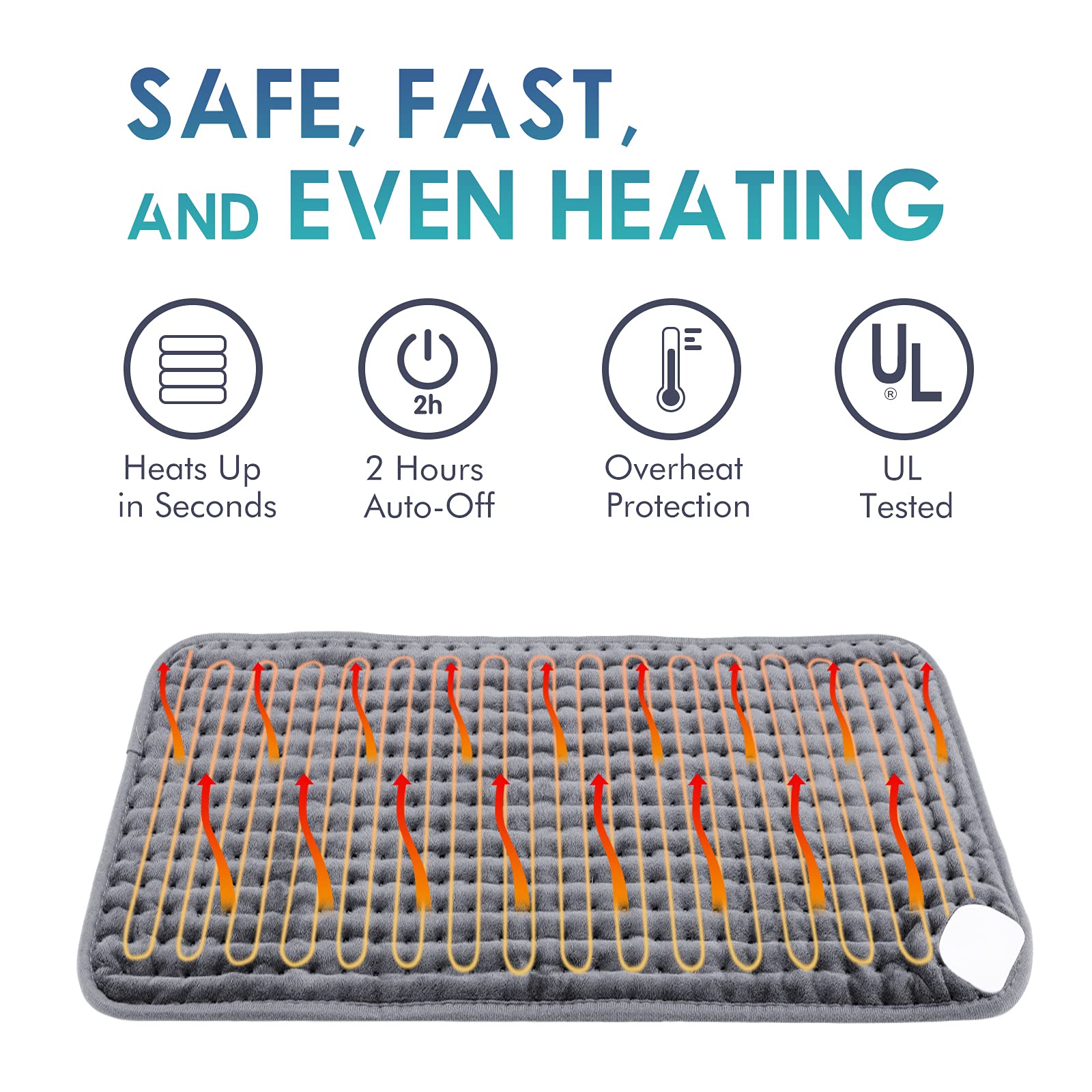 DAILYLIFE Heating Pad for Back Pain Relief, 20"x24" Electric Heating Pads for Cramps, Back, Shoulder and Neck with 6 Heat Settings, Fast-Heating Technology, Auto Shut Off, UL Certificated, Gray