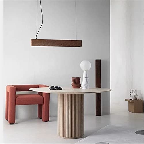 NIUYAO Round Solid Wood Dining Table Natural, 39.5" W Circular Tabletop for Dining Room Kitchen Leisure Coffee Table