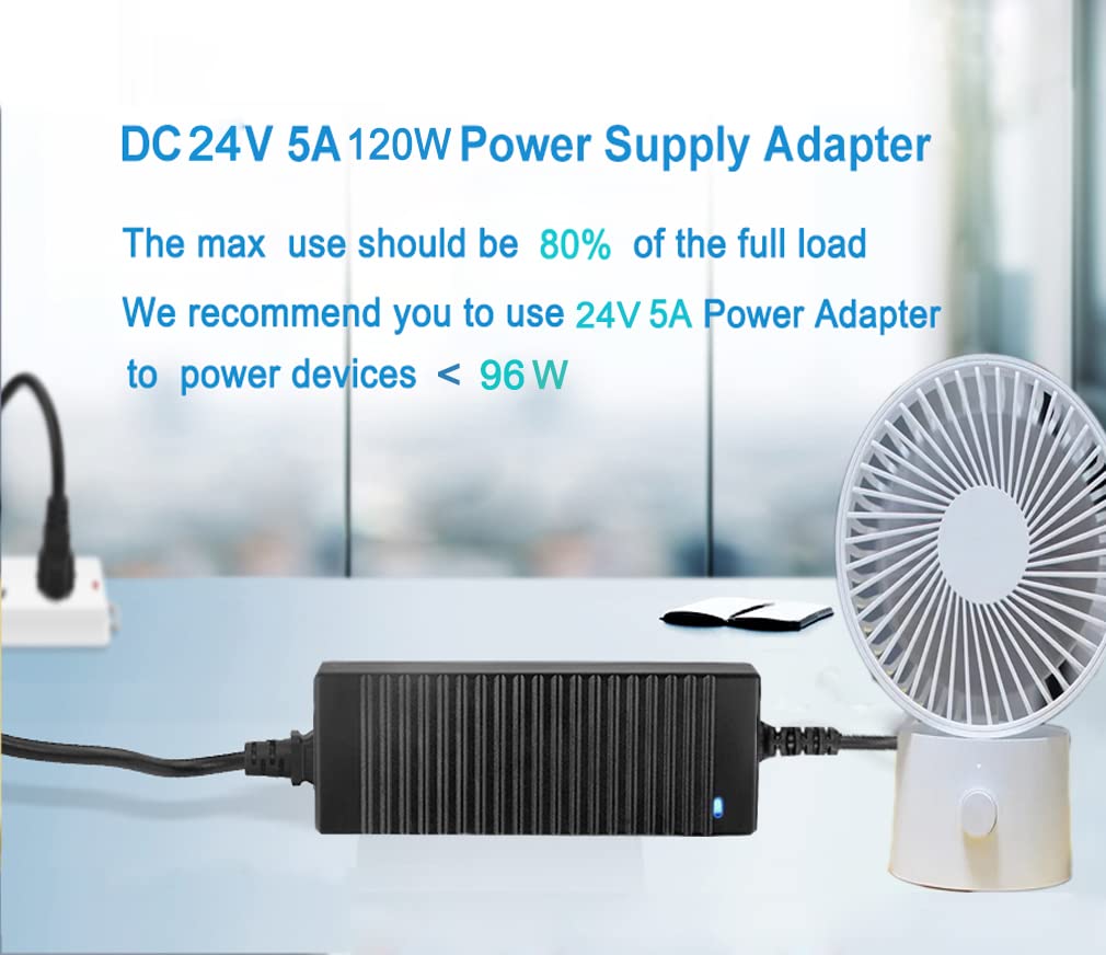 MTYTOT 24V 5Amp Power Supply AC 100-240V to DC 24Volt 5A 3.5A 2.5A 2A Switching Power Supply Adapter for LED Strip Module Lights Routers CCTV Security Cameras