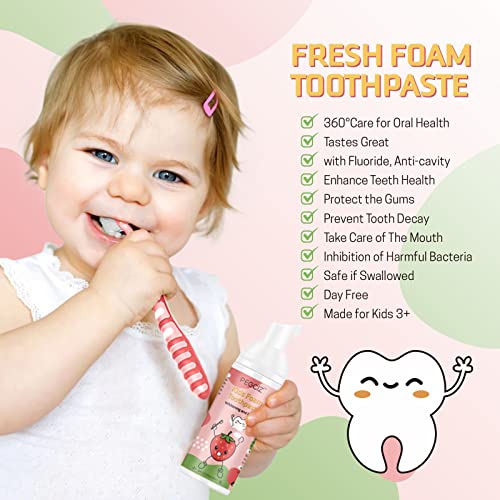 Foam Toothpaste Kids, Children Kid Teeth Cleaning Mousse, Toddler Fruit Flavor Tooth Foam, Strawberry Flavor Oral Care Tool Kids Foam Toothpaste- 2PCS
