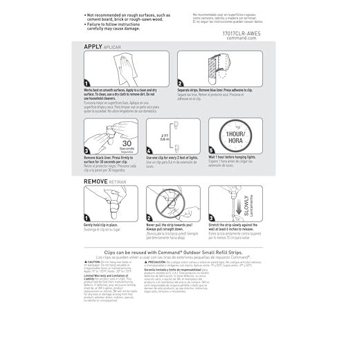Command Outdoor Light Clips, 16 clips, 20 strips, Water-Resistant Adhesive (17017CLR-AWES), Clear (17017CLR-AW-E)