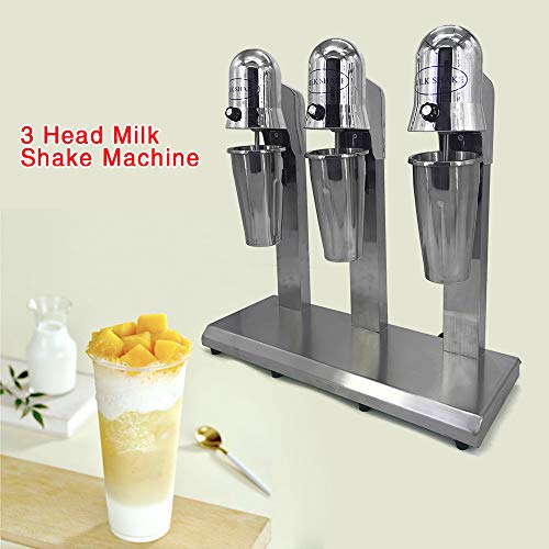 SNKOURIN Commercial Milkshake Maker,3 Heads Stainless Steel Beverage Blender Ice Cream Maker with 800ml Blender Cup for Restaurant Cafe Bar