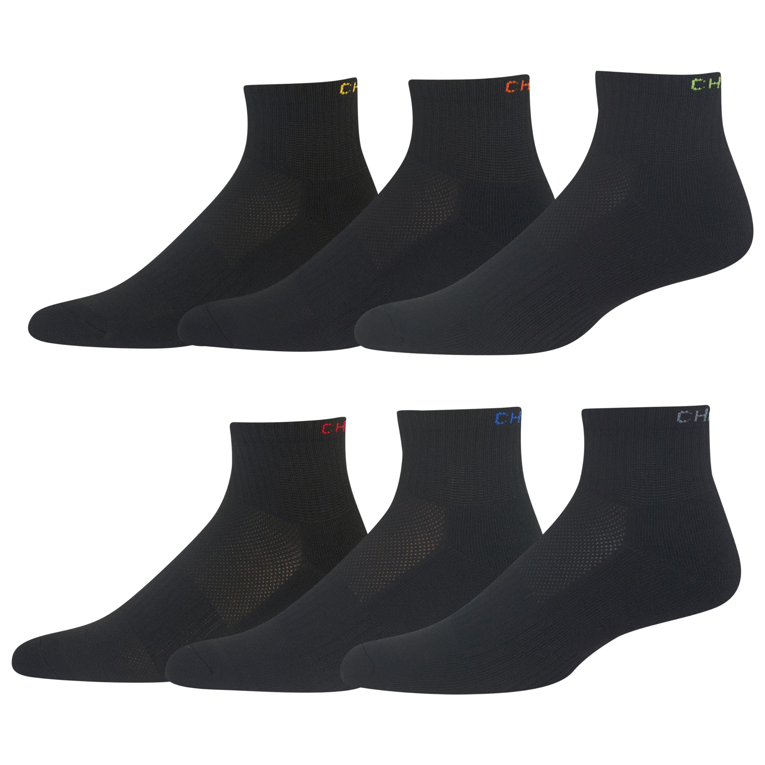 Chaps Men's Cushioned Athletic Socks-6 Pair Pack-Breathable Front Mesh and Arch Support Band, Black, Shoe Size: 6-12
