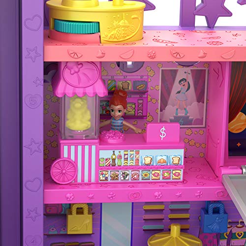 Polly Pocket Playset with 3 Micro Dolls, 1 Toy Car, Food and Shopping Accessories, Pollyville Mega Mall Toy
