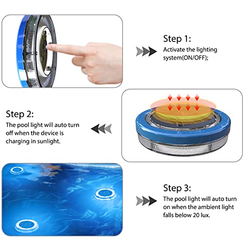 FVTLED Floating Pool Lights, Solar Pool Lights with 1800mAh Lighting 2-3 Nights, 4.5", IP68 Waterproof Pool Lights That Float for Swimming Pool, Pond, Lawn or Disco Pool Party Decoration, 1pcs, Blue