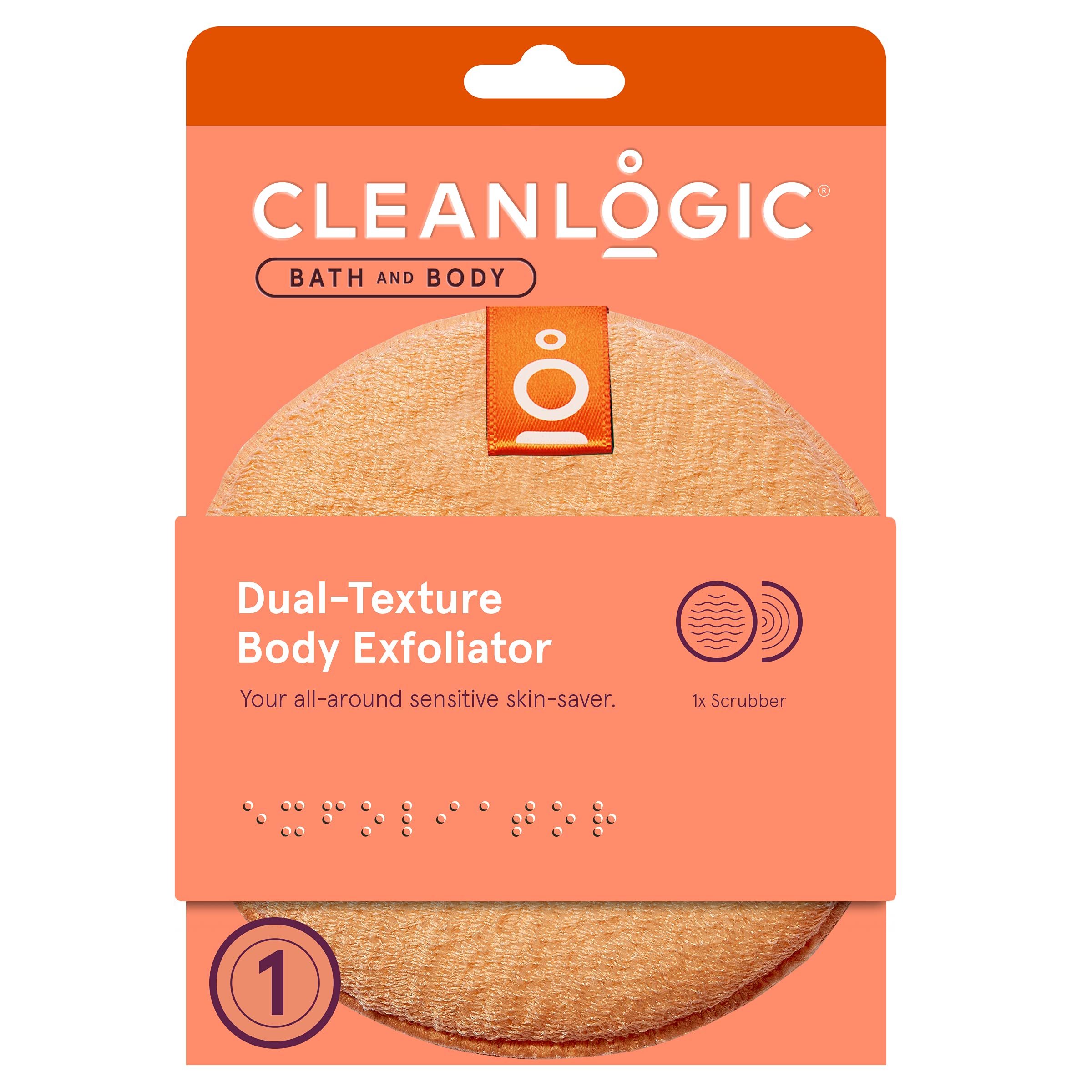 Cleanlogic Bath and Body Round Exfoliating Dual-Texture Body Scrubber, Assorted Colors (Pack of 6)