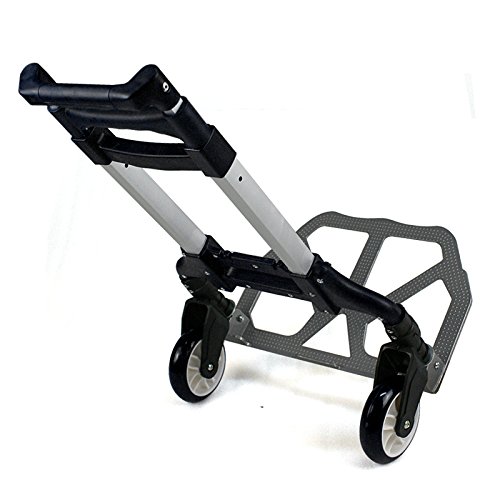 Folding Hand Dolly Truck 170 lb Capacity Aluminum Luggage Carts W/Free Bungee Cord, Collapsible (Black)